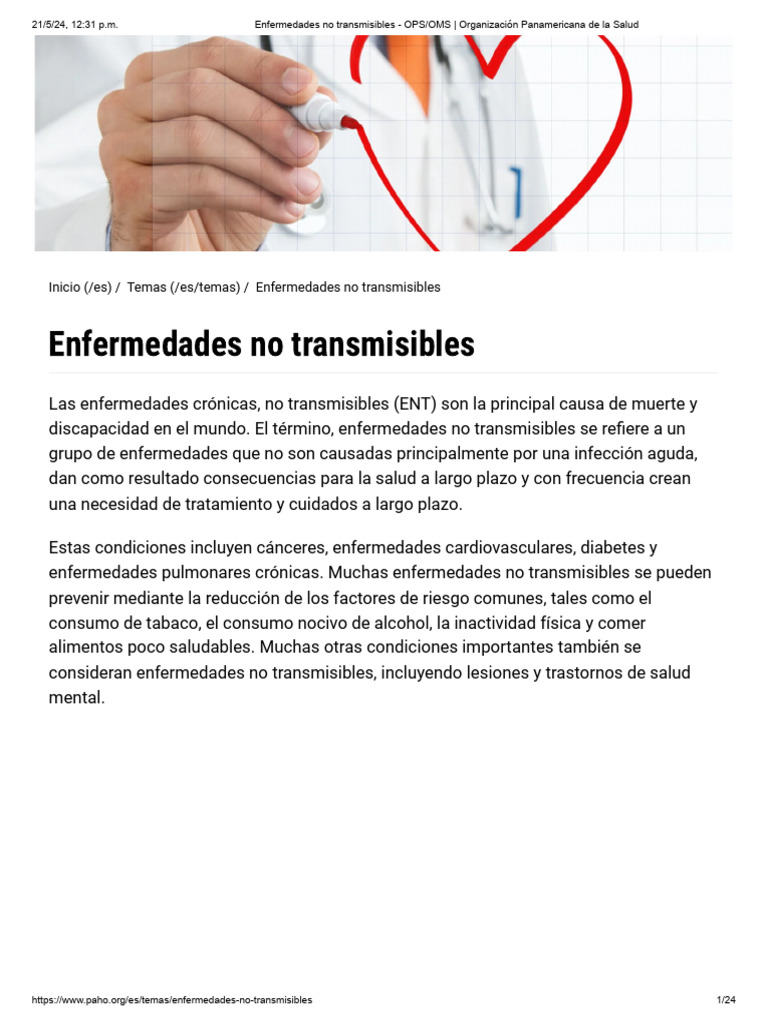 Enfermedades No Transmisibles Definición - OPS - OMS - Organización Panamericana de La Salud ...