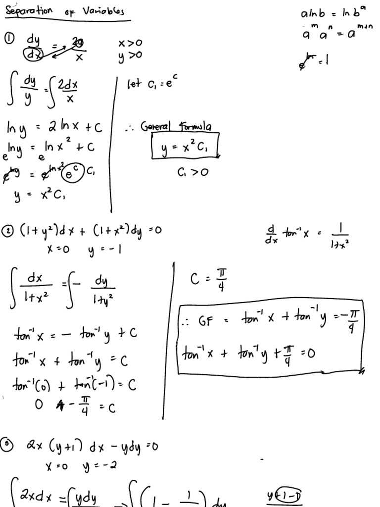 MATH04 - IE - Separation of Variables | PDF