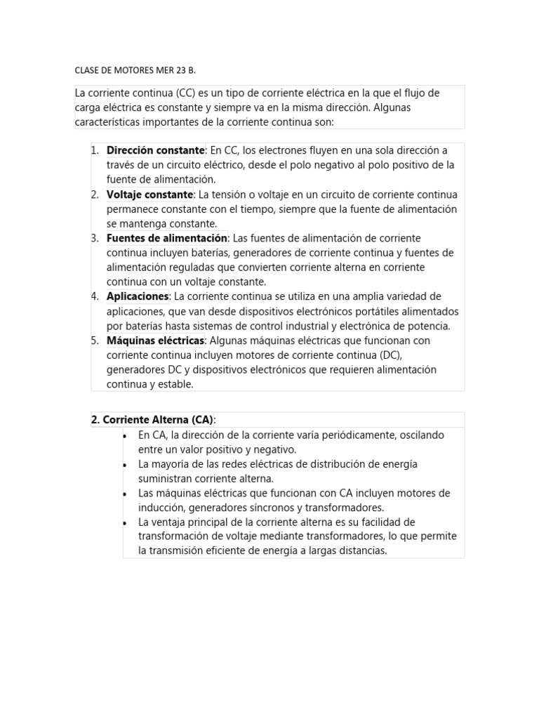 Clase de Motores Mer 23 B | PDF | Corriente eléctrica | Corriente continua