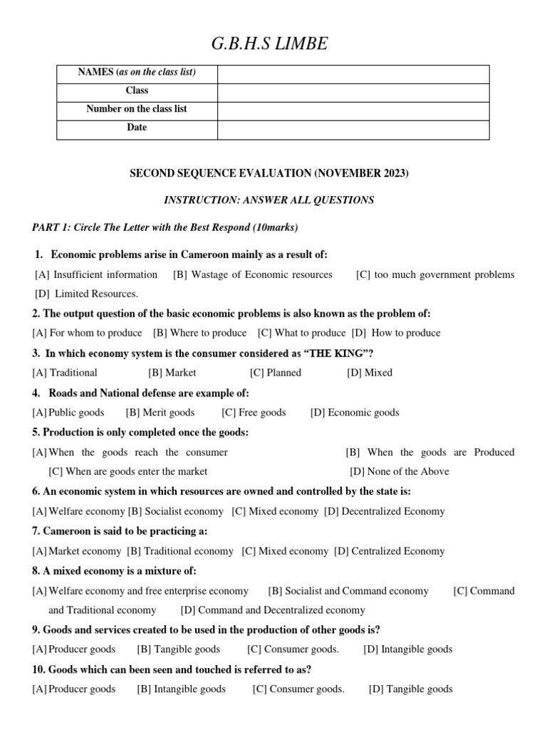 FORM 3 2nd SEQ | PDF | Goods | Economic System