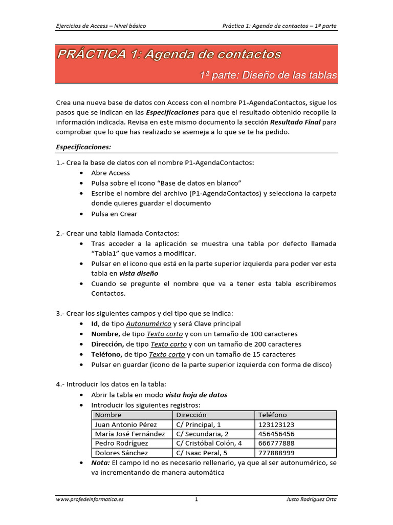01a-AccessBasico-Contactos-DiseñoTablas | PDF | Bases de datos | Archivo de computadora