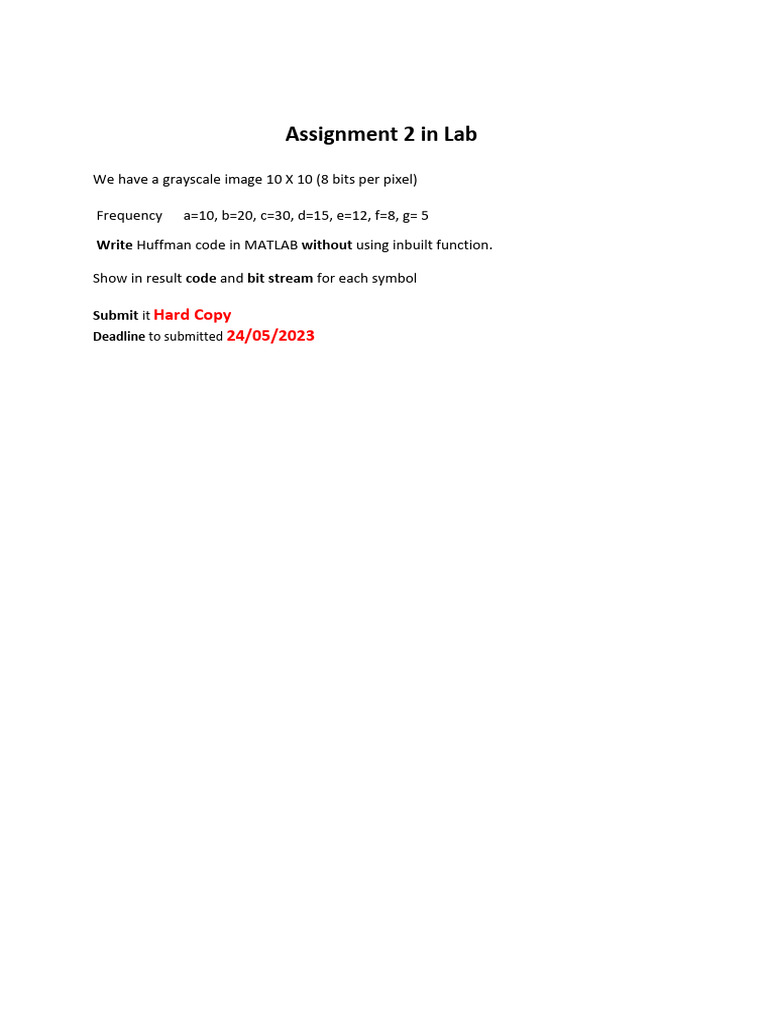 Huffman Coding in MATLAB Assignment | PDF | Teaching Methods & Materials | Computers