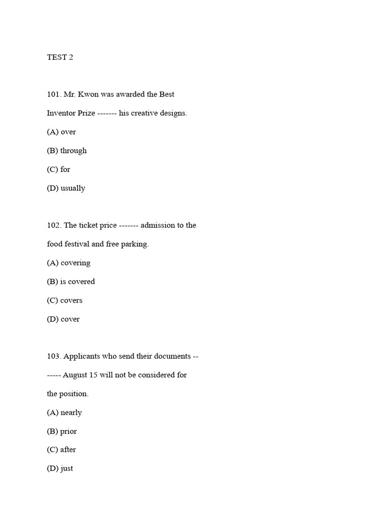 English Grammar Practice Test | PDF | Business