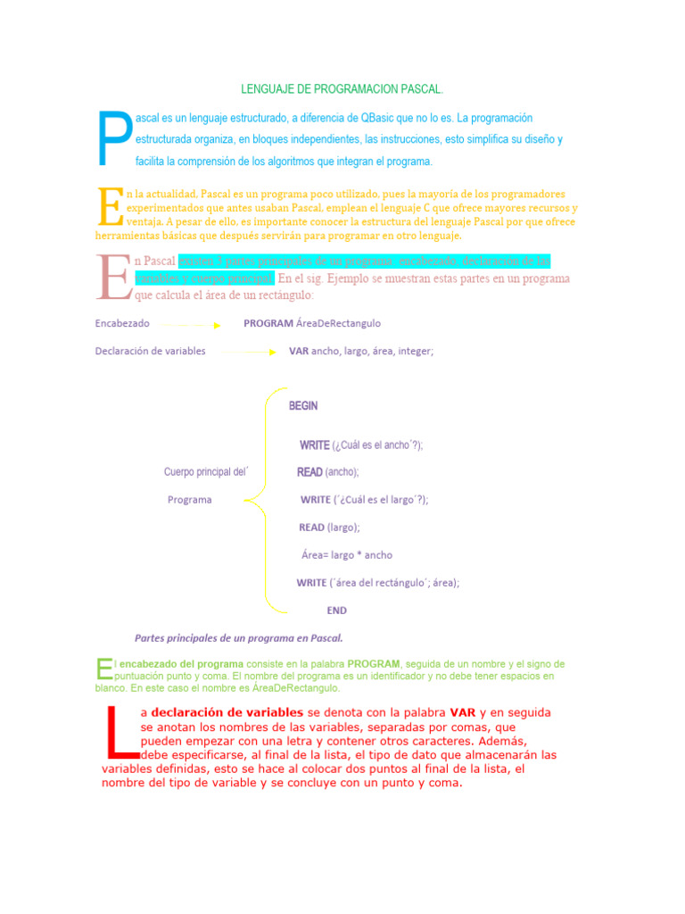 Pascal | PDF | Lenguaje de programación | Variable (informática)