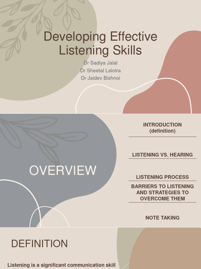 Developing Effective Listening Skills | PDF | Nonverbal Communication ...