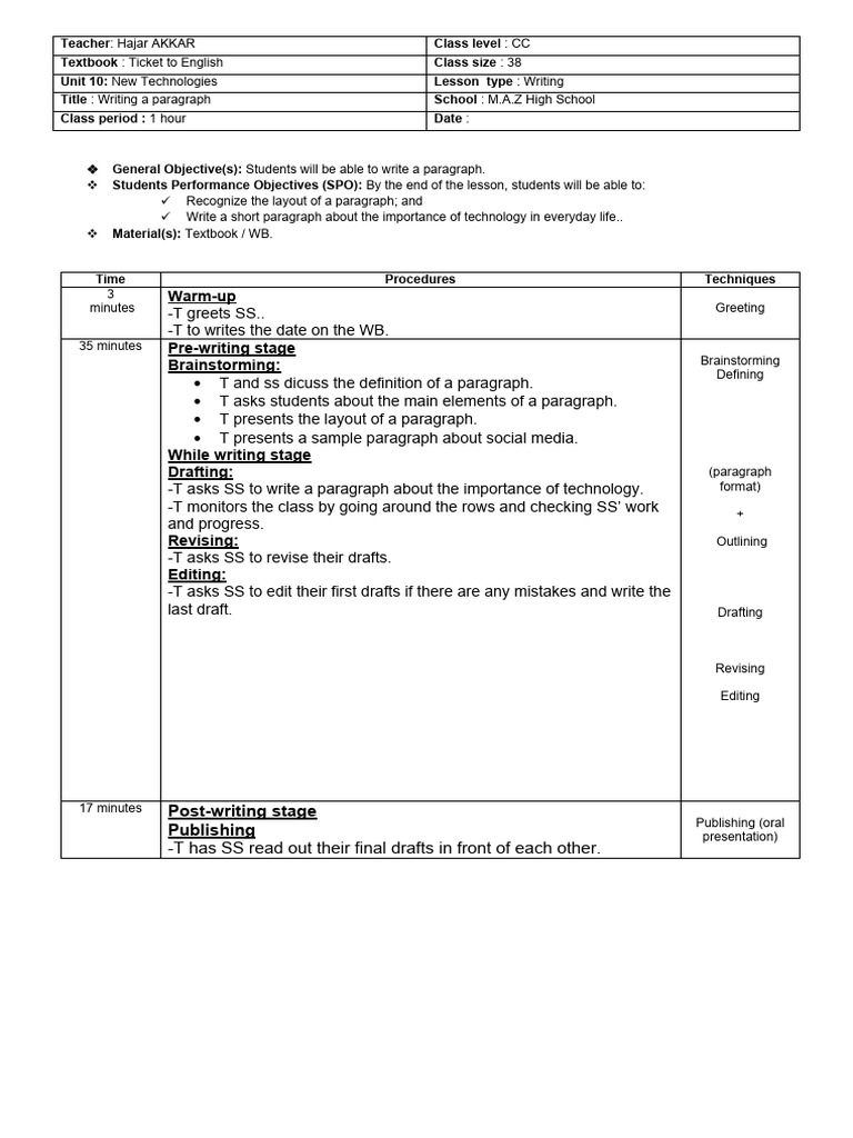 Writing A Paragraph LP | PDF | Human Communication
