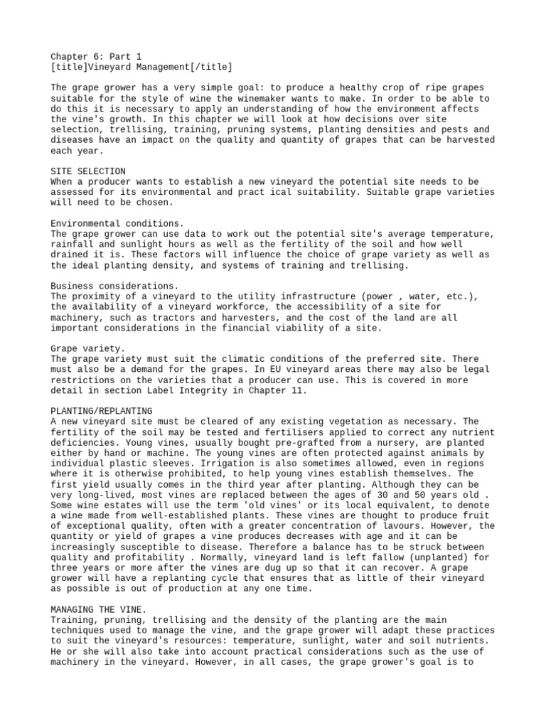 Chapter 6 Part 1 | PDF | Viticulture | Vineyard