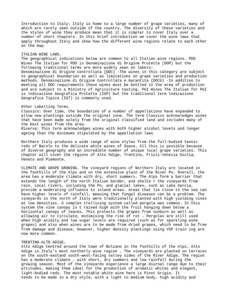 WSET Level 3 - Italy | PDF | Grape | Wine Grape Varieties