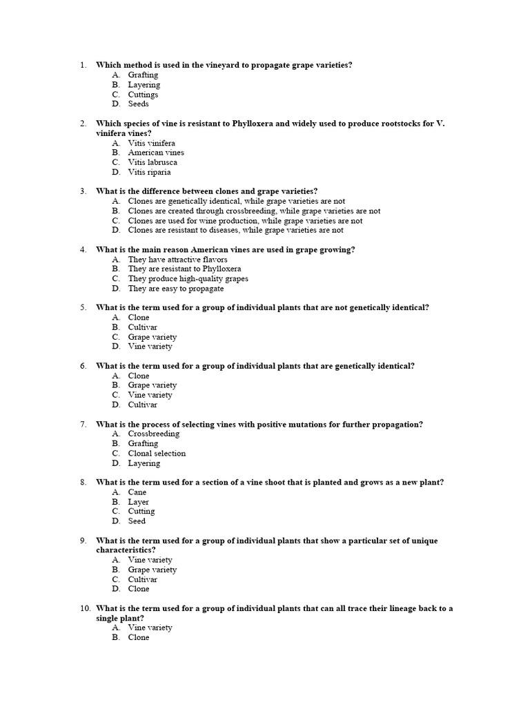 Chapter 4 The Vine Pdf Vitis Grape