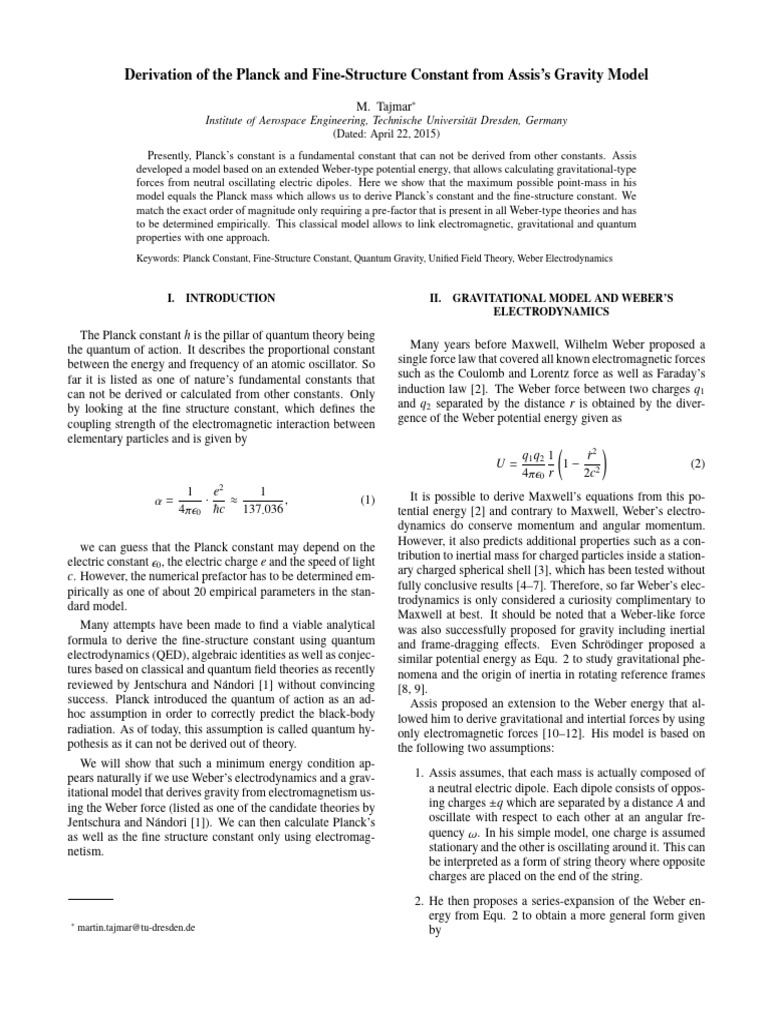 Derivation of The Planck and Fine-Structure Constant | PDF | Force ...
