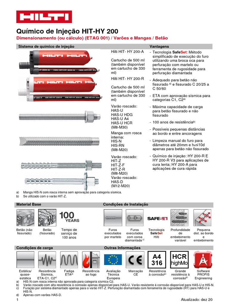 Ficha-Tecnica-HIT-HY-200-11222832 | PDF | Aço | Galvanização