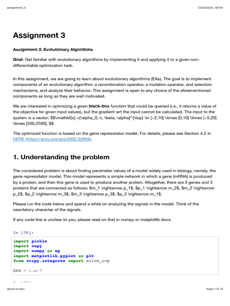 Assignment 3 1 | PDF | Natural Selection | Mathematical Optimization