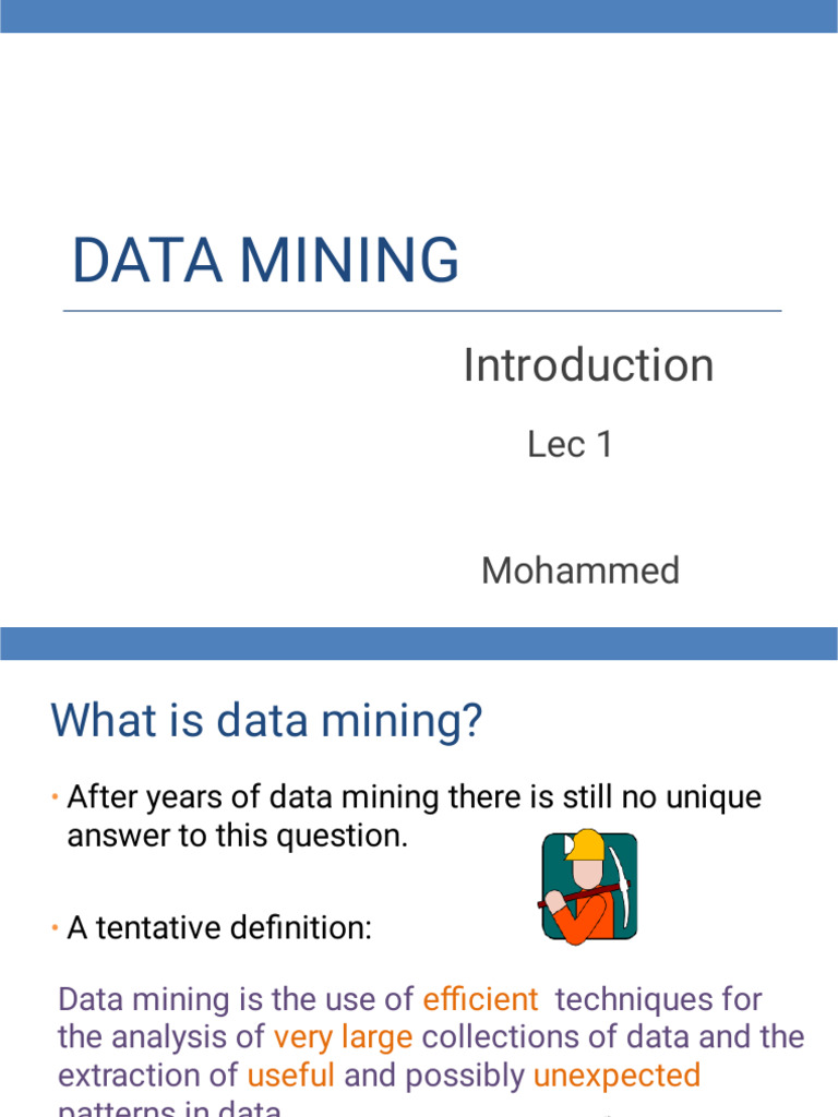 DM Lec1 | PDF | Data Mining | Predictive Analytics