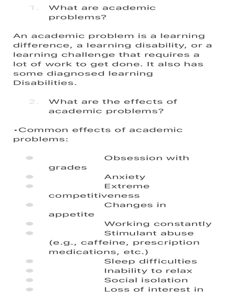 What Are Academic Problems? | PDF | Mental Disorder | Learning Disability