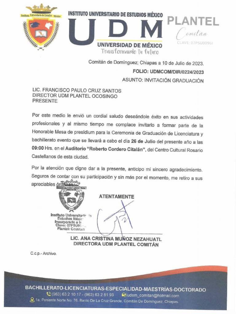 Invitacion Ocosingo | PDF