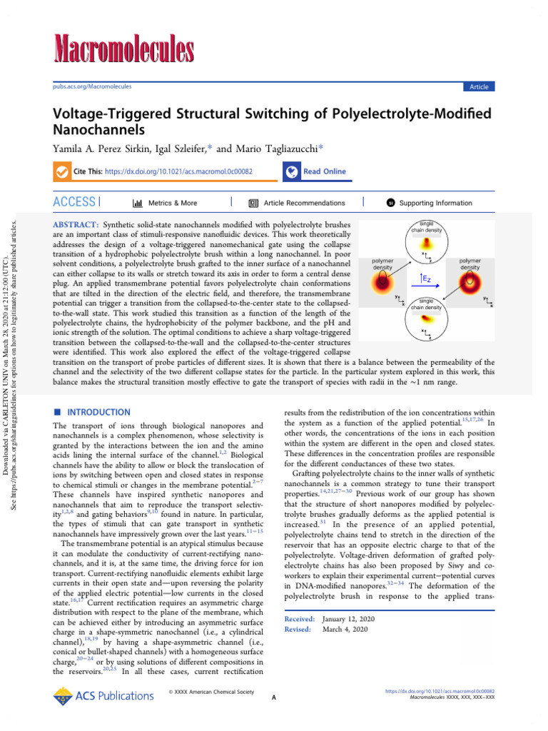 2020 Macromolecules | PDF | Membrane Potential | Non Equilibrium ...