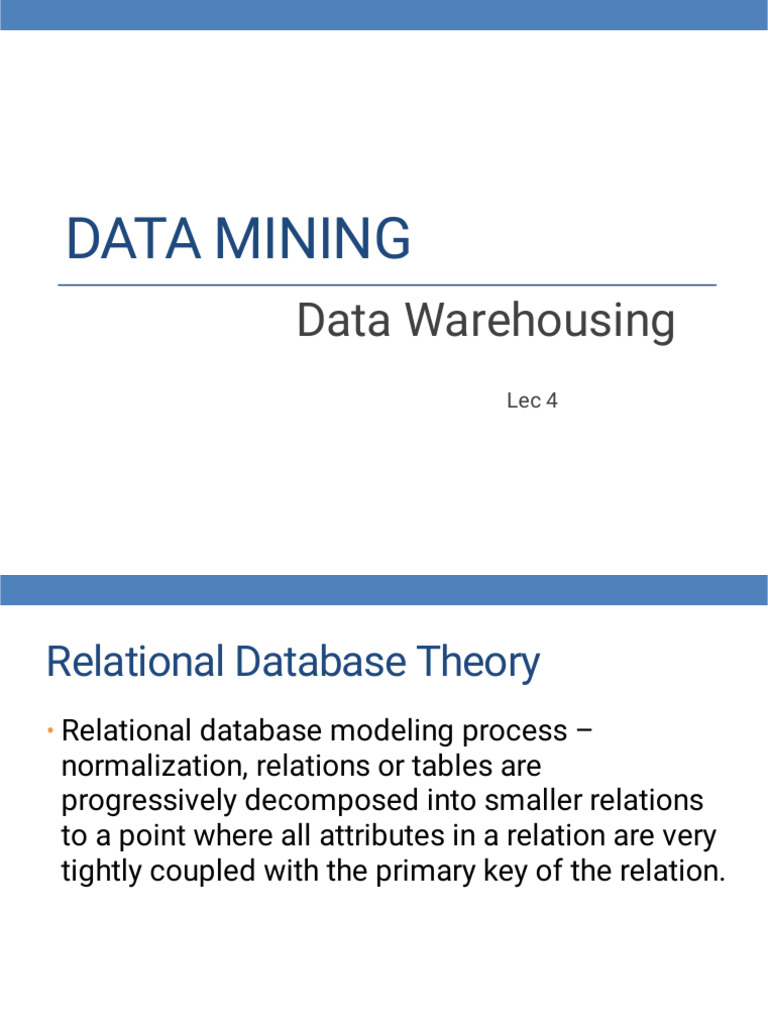 DM Lect4 | PDF | Data Warehouse | Databases