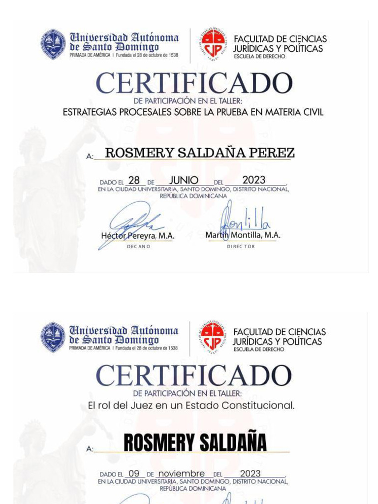 Certificados de Rosmery | PDF