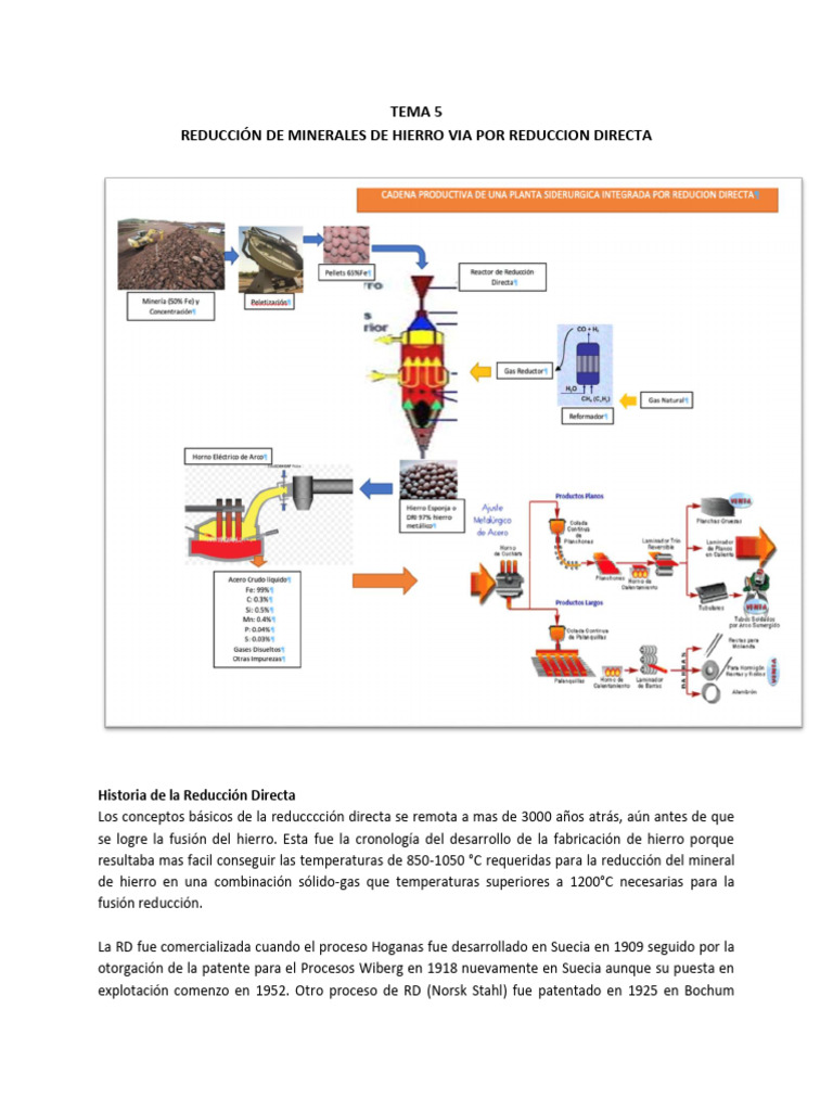 Proceso de Reducción Directa del Hierro | PDF | Hierro | Redox