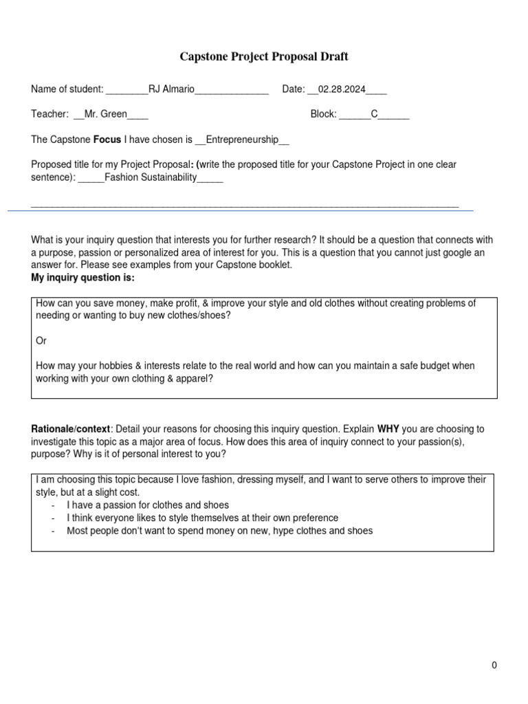 Edited - Capstone Project Proposal Draft Stud | PDF | Fashion | Clothing