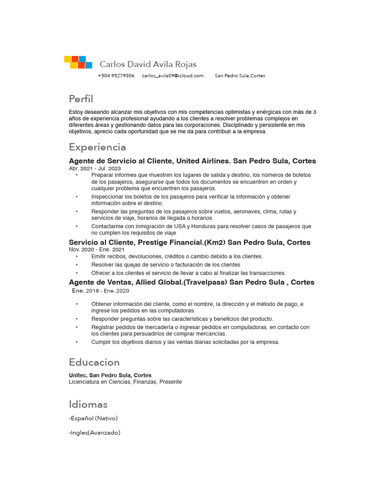 Curriculum - Carlos Avila | PDF