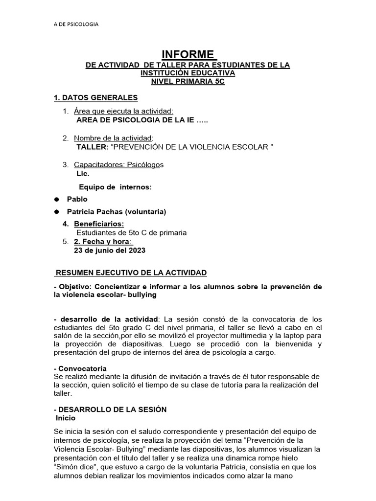 5c Primaria Bully | PDF | Psicología Social | Comportamiento problemático
