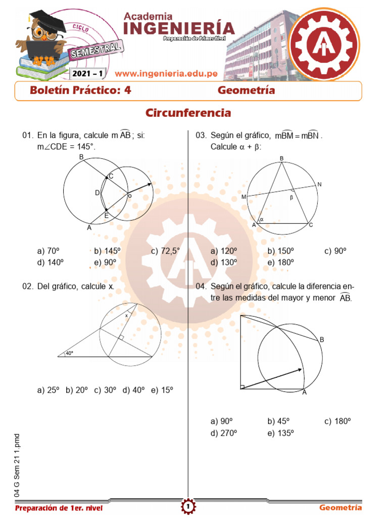 Geometría Práctica Semestral Semana-04 | PDF | Triángulo | Formas geométricas