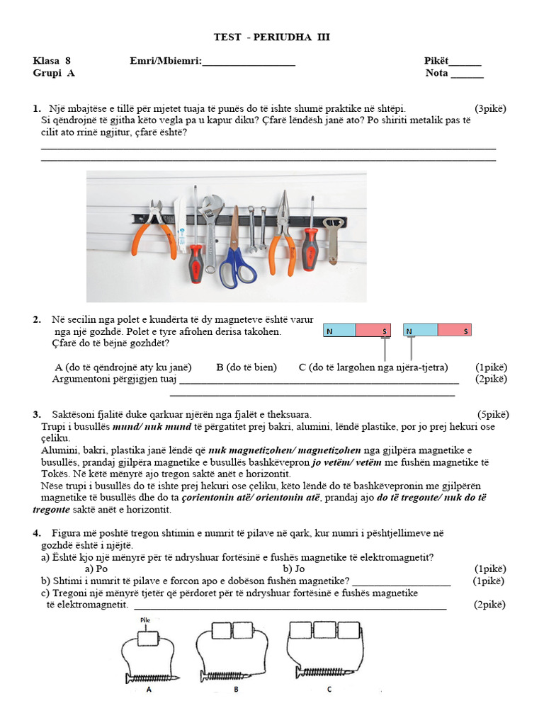 Fizika 8 - Test 3A | PDF