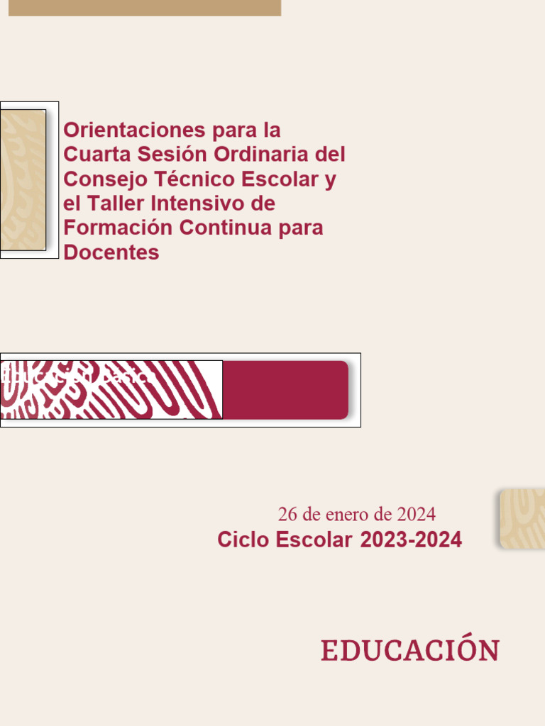 Cuarta Sesión CTE: Orientaciones 2024 | PDF | Enseñando | Escuelas