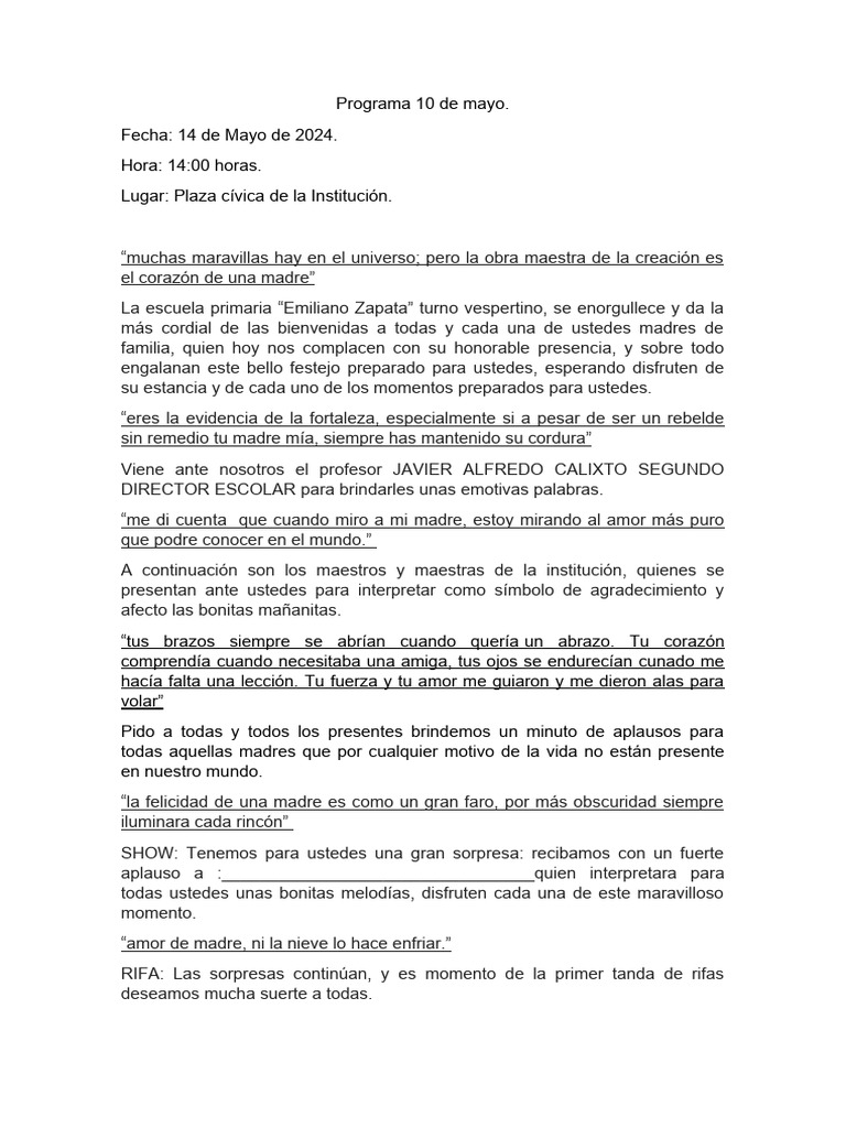 Programa 10 de Mayo | PDF | Poesía