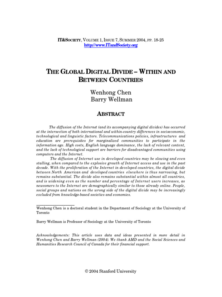 Brecha Digital Entre Pasiss | PDF | Internet | Internet Access