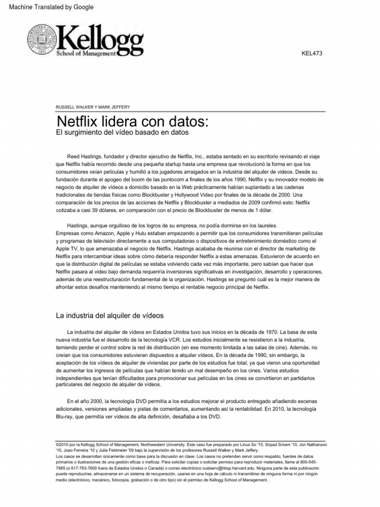 Caso 1 - Netflix (Ingles) | PDF | Netflix | Streaming Media
