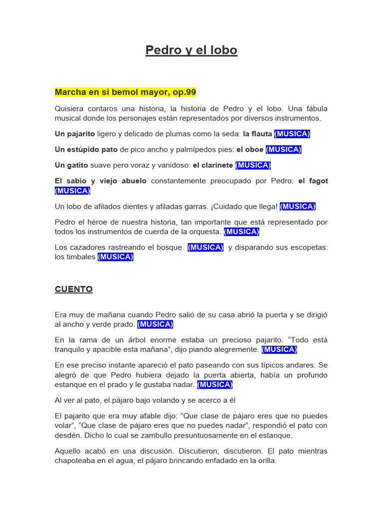 Pedro y El Lobo | PDF | Ficción general