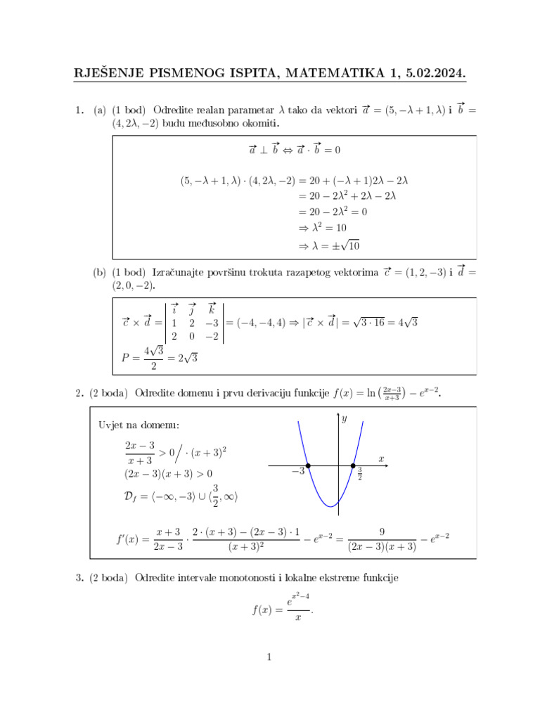 Rje Enje Pismenog Ispita, Matematika 1, 5.02.2024 | PDF