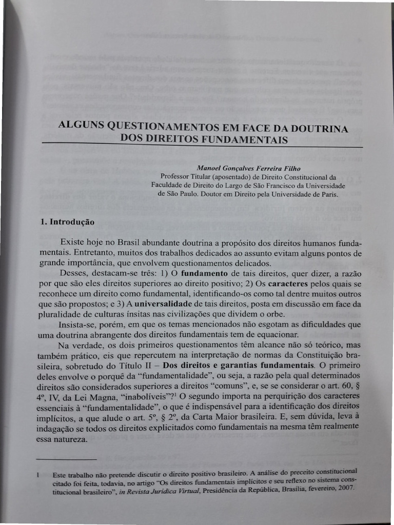 Questionamentos sobre Direitos Fundamentais | PDF | Lei Natural ...