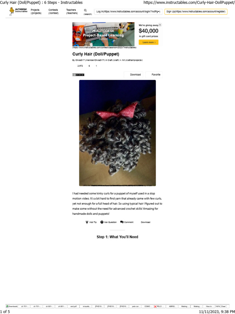 Curly Hair Puppet Creation Guide | PDF