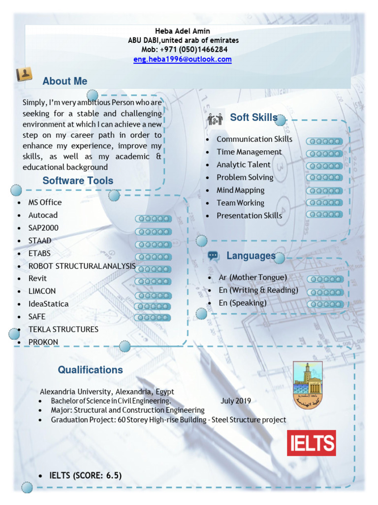 Heba Adel: Civil Engineer Profile | PDF | Engineering