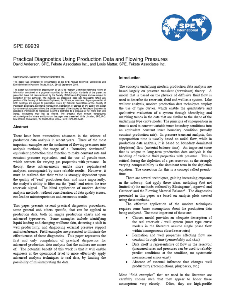 SPE DL 32 SPE 089939 (Anderson) Practical Diagnostics Using Production Data and Flowing ...