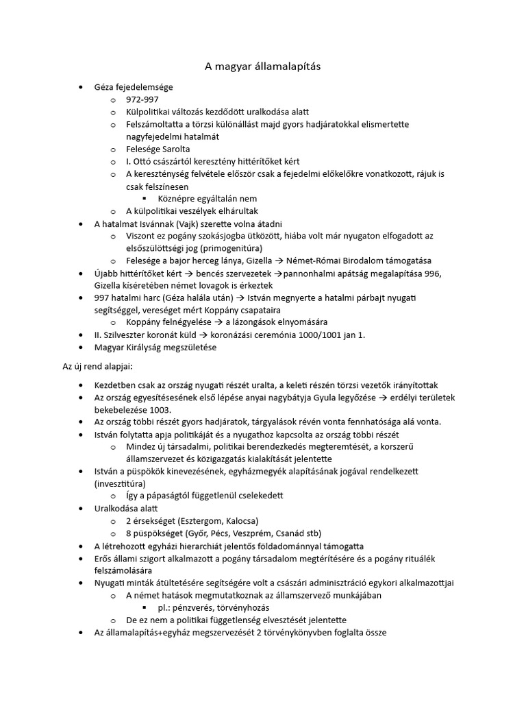 A Magyar Államalapítás | PDF