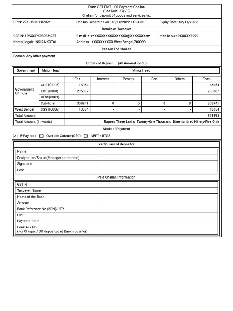 GST Challan | PDF | Government Finances | Taxes