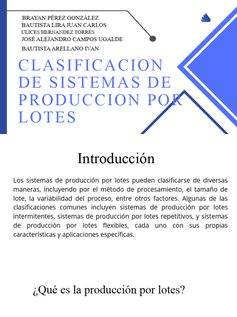 Clasificación de Sistemas de Producción por Lotes | PDF | Calidad ...