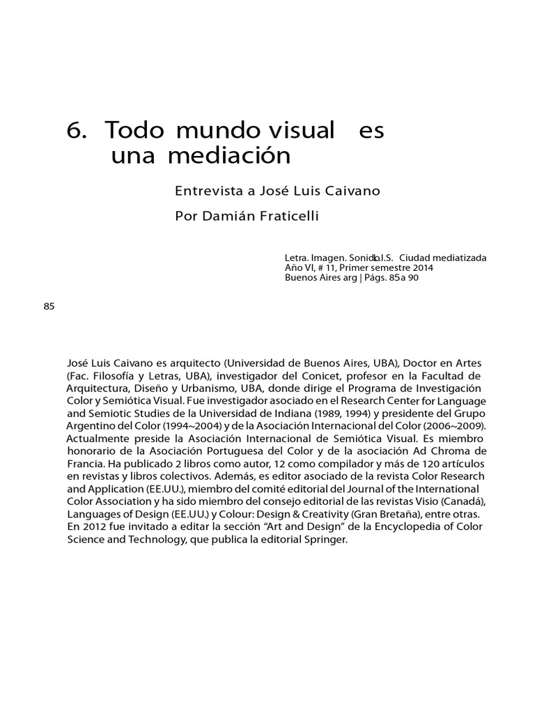 Todo Mundo Visual Es Una Mediación | PDF | Percepción | Color