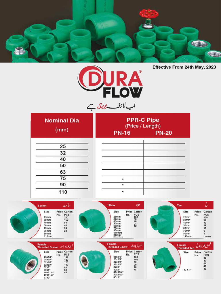 PPR-C Pipe Pricing List 2023 | PDF | Mechanical Engineering | Plumbing