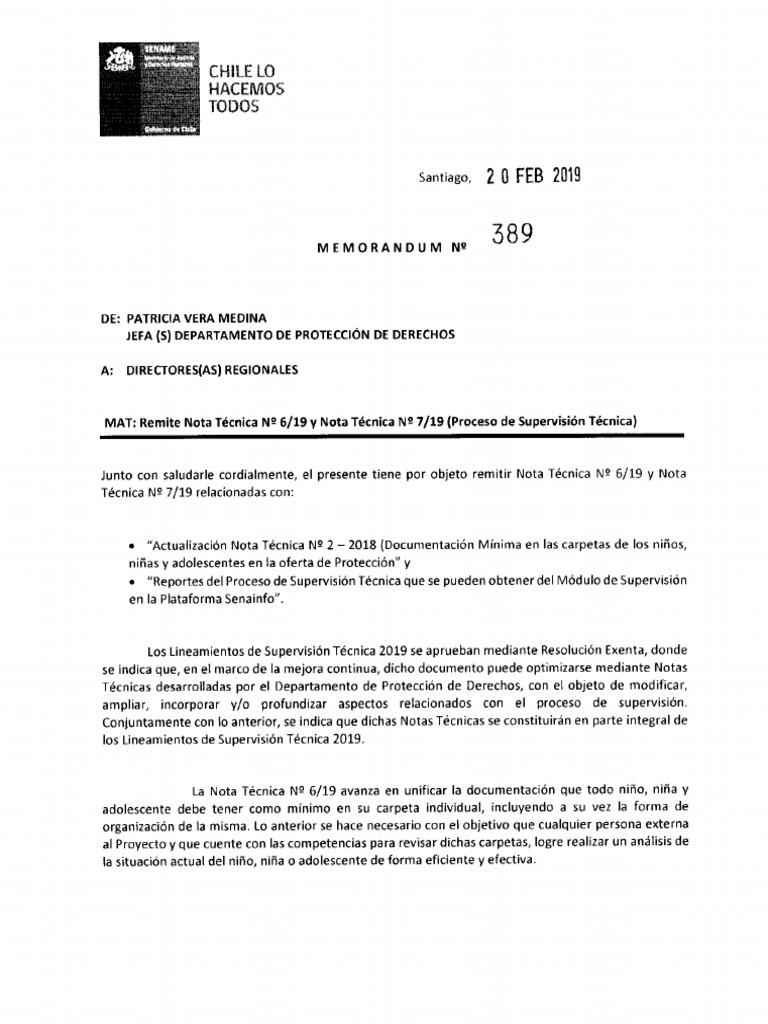 Memo Nota Tecnica 6 y 7 2019 | PDF