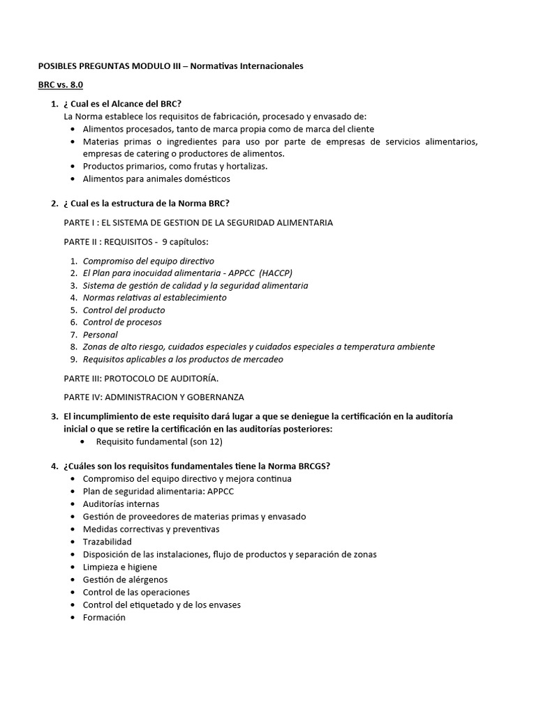 MODULO III - Resumen BRC | PDF | Análisis de Riesgo y Puntos Críticos de Control | Seguridad ...