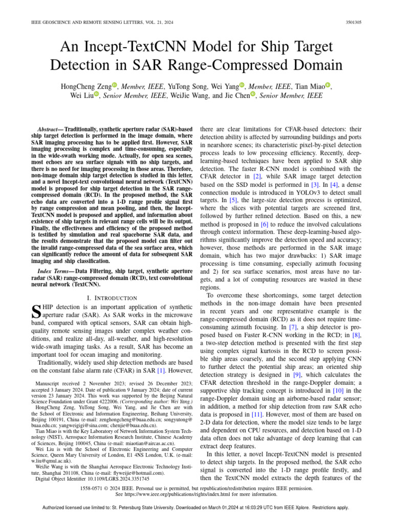 An Incept-TextCNN Model For Ship Target | PDF | Applied Mathematics