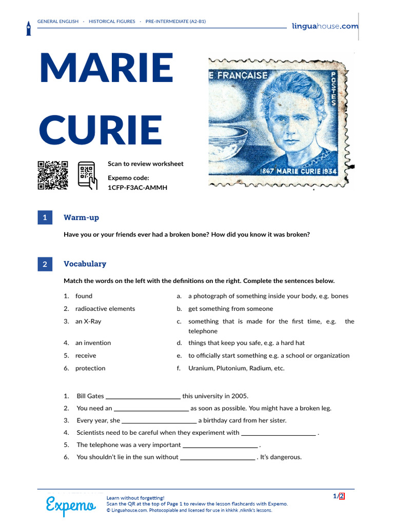 Marie Curie British English Student | PDF | Marie Curie