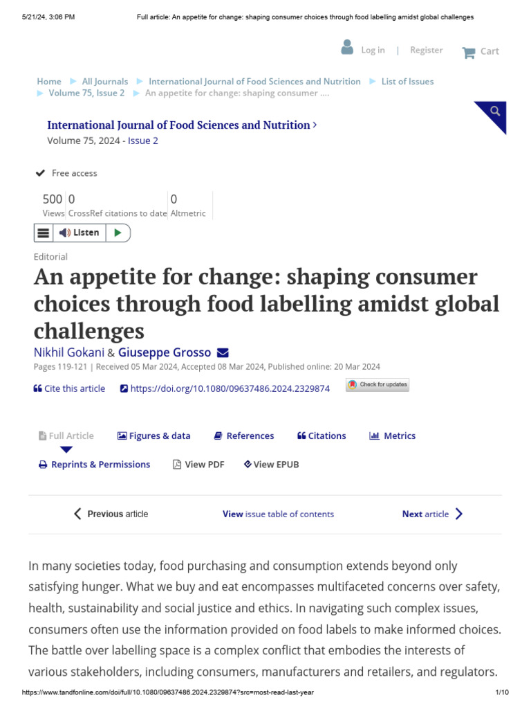 An Appetite For Change: Shaping Consumer Choices Through Food Labelling ...