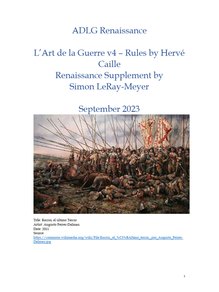 ADLG Renaissance Supplement Overview | PDF | Infantry | Warfare Of The ...