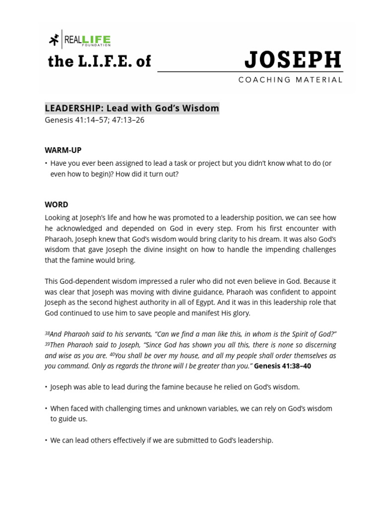 Joseph Leadership 1 | PDF